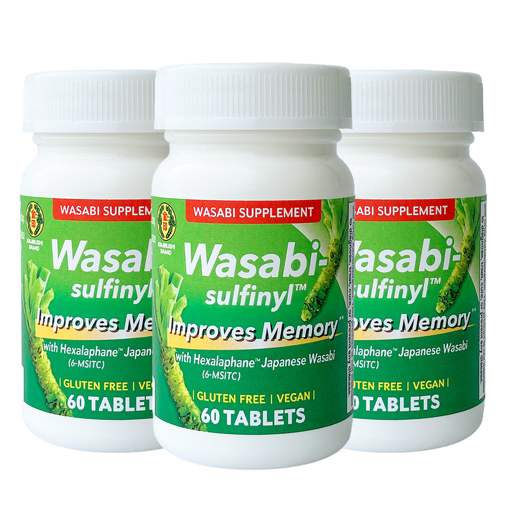 Wasabi-Sulfinyl (6-MSITC) 0.8mg, 60 Tablets x 3bottles – Kinjirushi Wasabi